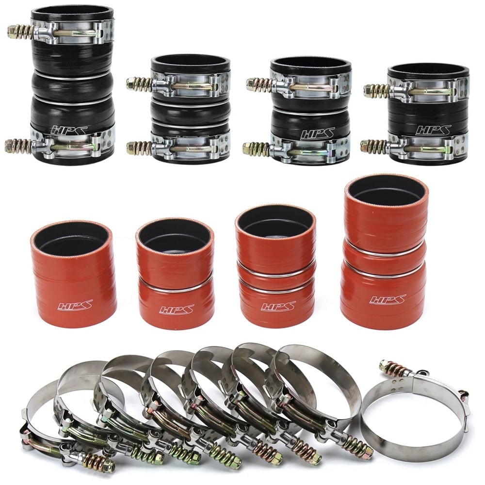 HPS High Temp Reinforced Silicone Intercooler Boot Kit 08-10 Ford 6.4L ...